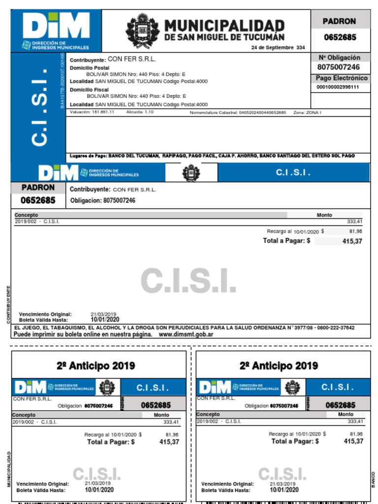 Boleta 0652685 2019-002 | PDF