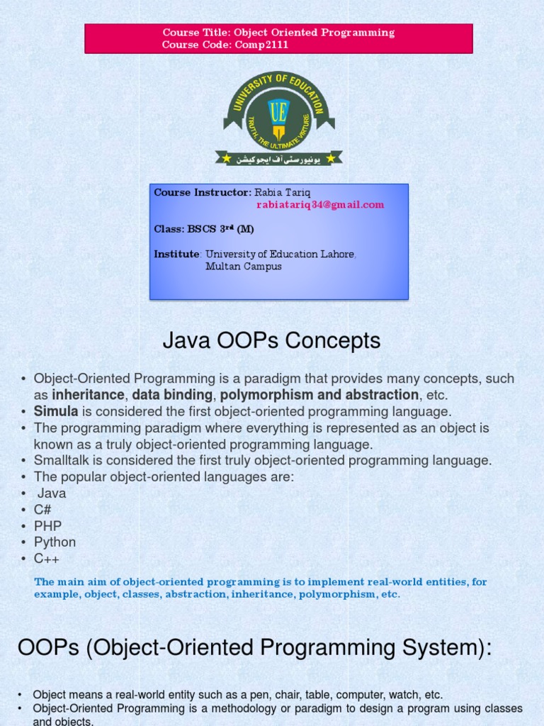 Week 4 Oop Pdf Object Oriented Programming Class Computer 9748