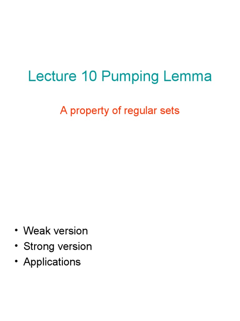 Pumping Lemma | PDF | Mathematics | Discrete Mathematics