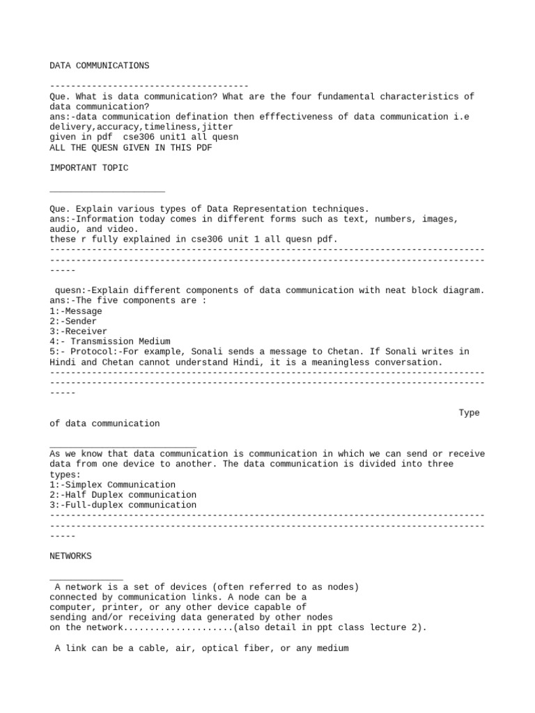 Computer Networking Notes | PDF | Computer Network | Telecommunications Computer Networking Notes | PDF | Computer Network | Telecommunications