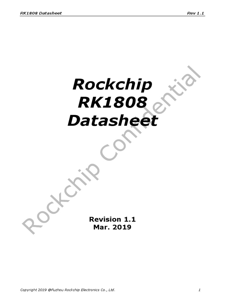 RK1808 Datasheet V1.1 | PDF | Usb | Central Processing Unit