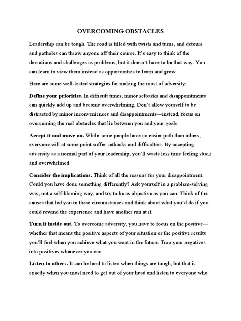 Overcoming Obstacles | PDF | Behavioural Sciences | Cognitive Science