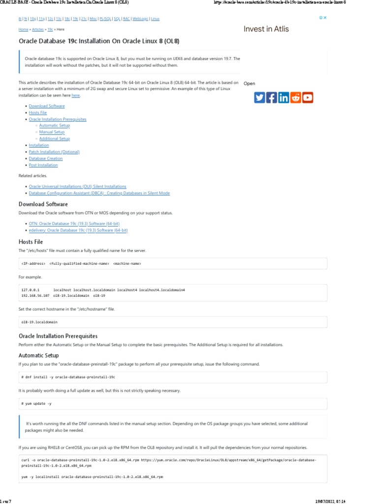 ORACLE-BASE - Oracle Database 19c Installation On Oracle Linux 8 (OL8) - 2 | PDF | Command Line ...