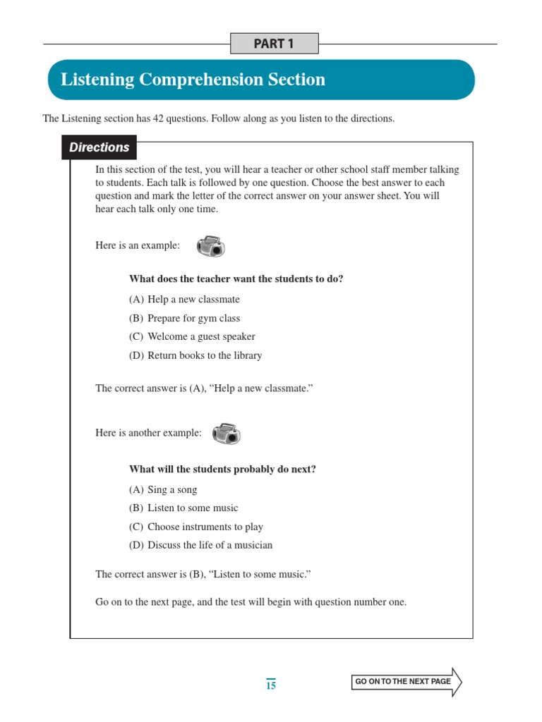 Listening Test | PDF | Lunch
