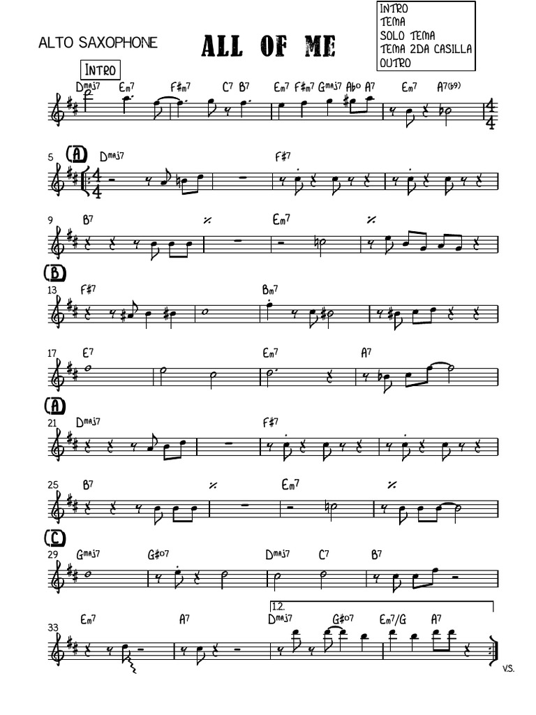 All of Me Real - Alto Saxophone | PDF