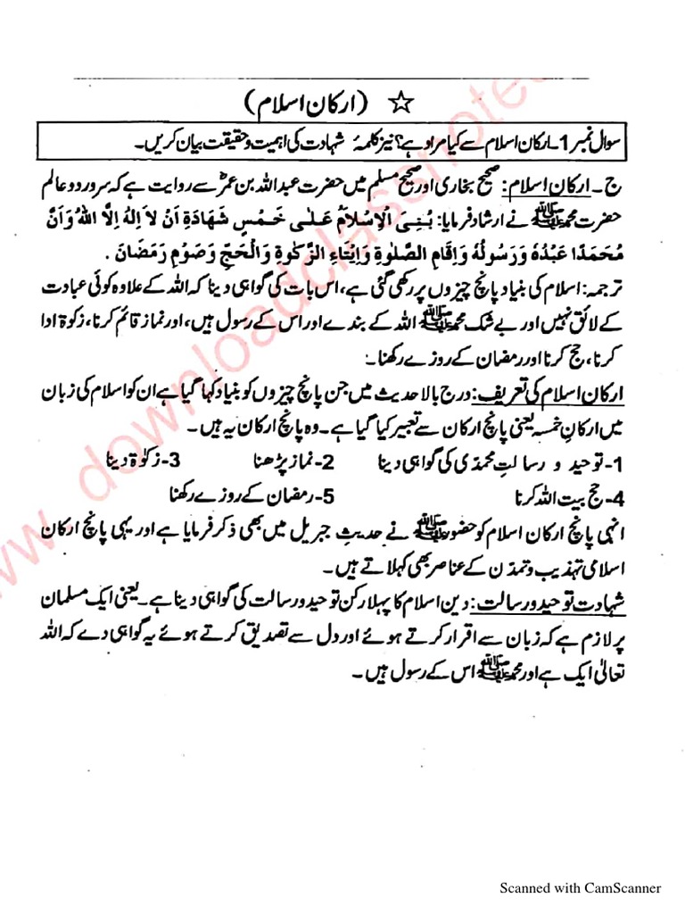 Arkan-e-Islam Overview PDF | PDF