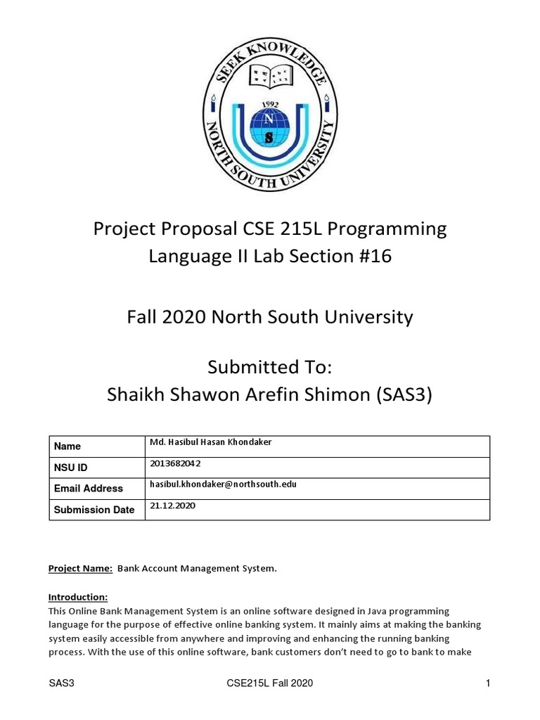 ProjectProposal 2013682 Dec21 | PDF | Java (Programming Language) | Online Banking