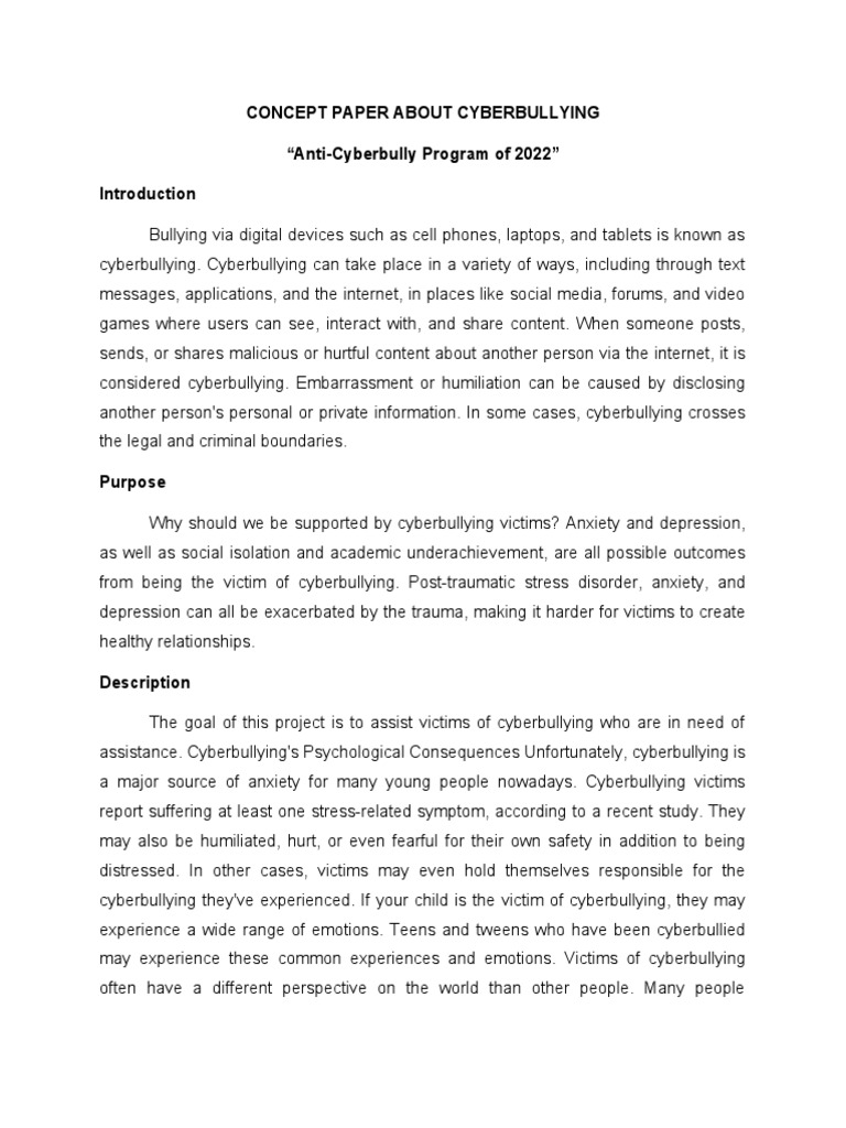 Concept Paper About Cyberbullying | PDF | Cyberbullying | Self Harm