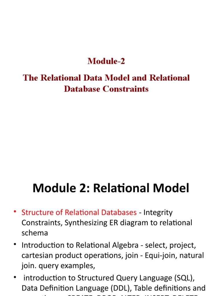 DBMS (CST 204) Relational Model | Download Free PDF | Relational ... DBMS (CST 204) Relational Model | Download Free PDF | Relational ...