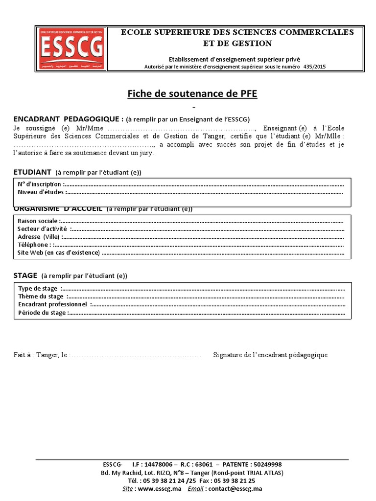 Fiche de Soutenance de PFE | PDF