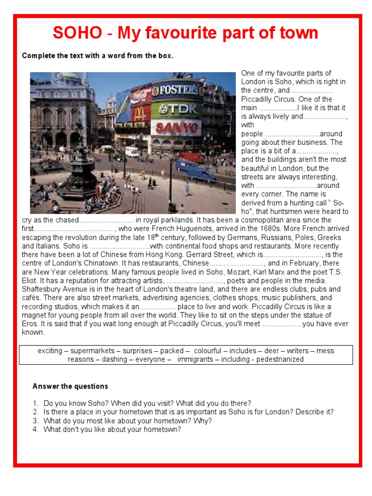 Tourisme Soho Information Gap Activities Oneonone Activities - 140832 | PDF
