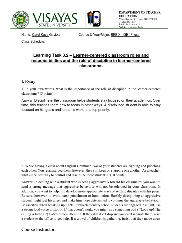 PrEd 128 - Learning Task 3.2 | PDF | Tourette Syndrome | Teachers