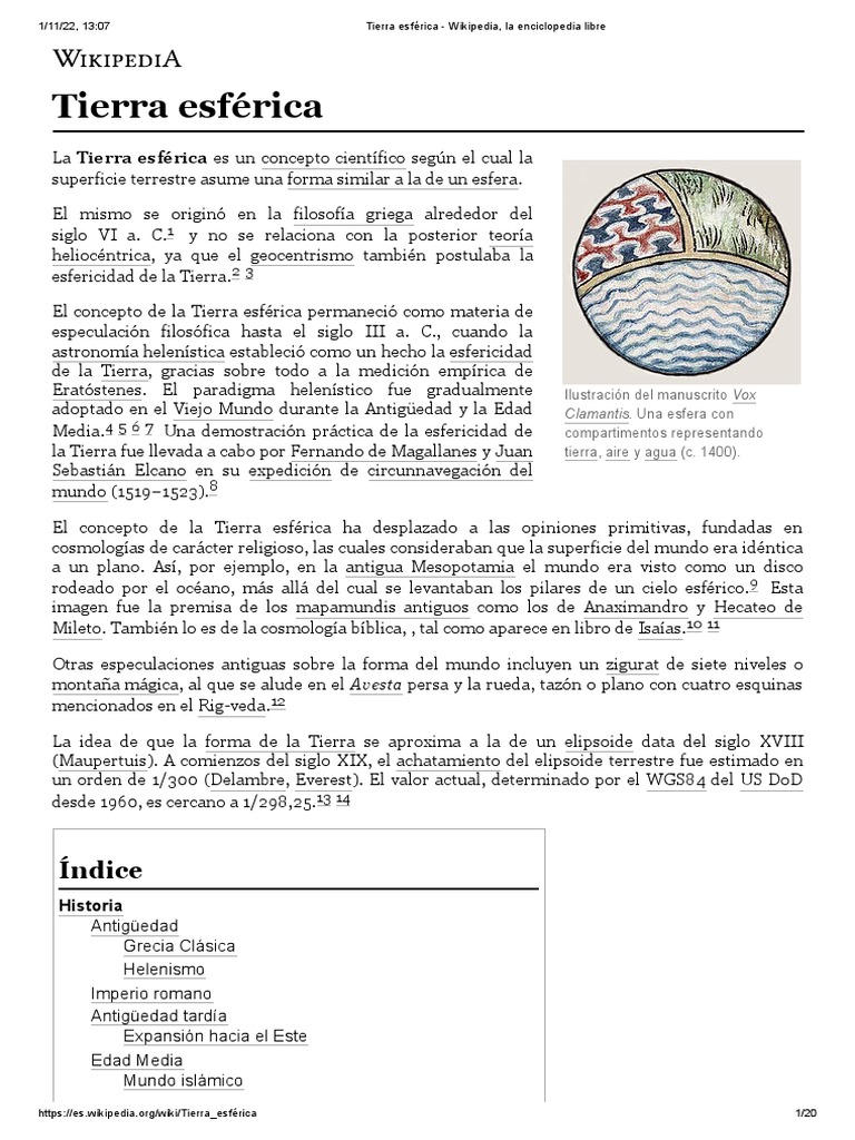 Tierra Esférica - Wikipedia, La Enciclopedia Libre | PDF