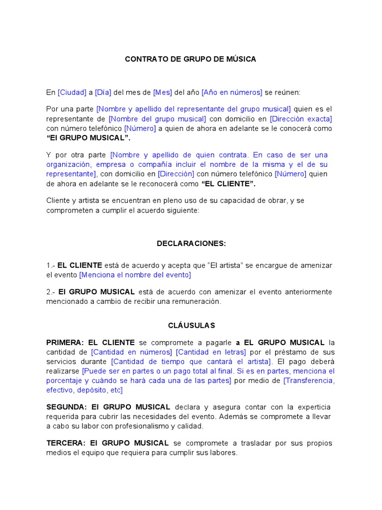Ejemplo De Contrato De Pagocomo Hacer Un Contrato De Servicios