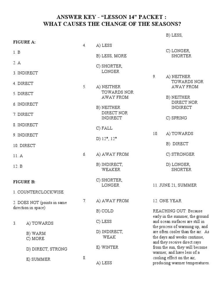 Seasons Webquest Answer Key | PDF | Earth Phenomena | Natural Environment