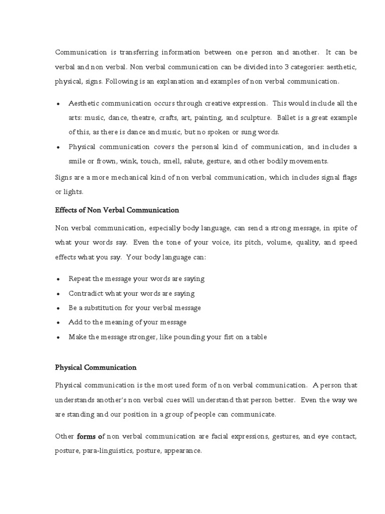Non-Verbal Communication | PDF | Nonverbal Communication | Communication