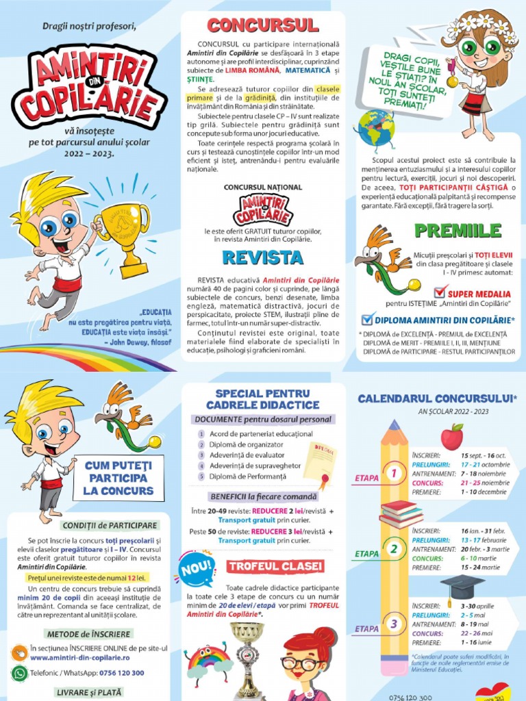 Amintiri Din Copilărie 2022-2023 Pliant Informativ | PDF