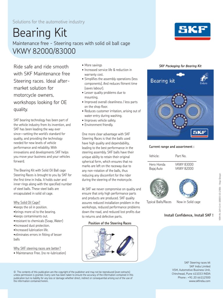 SKF Bearing Kits 2-Wheeler | PDF | Bearing (Mechanical) | Manufacturing ...