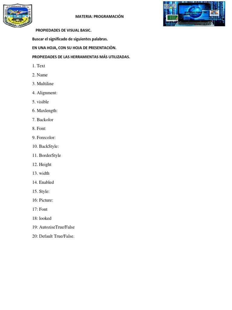 Propiedades de Visual Basic | PDF Propiedades de Visual Basic | PDF