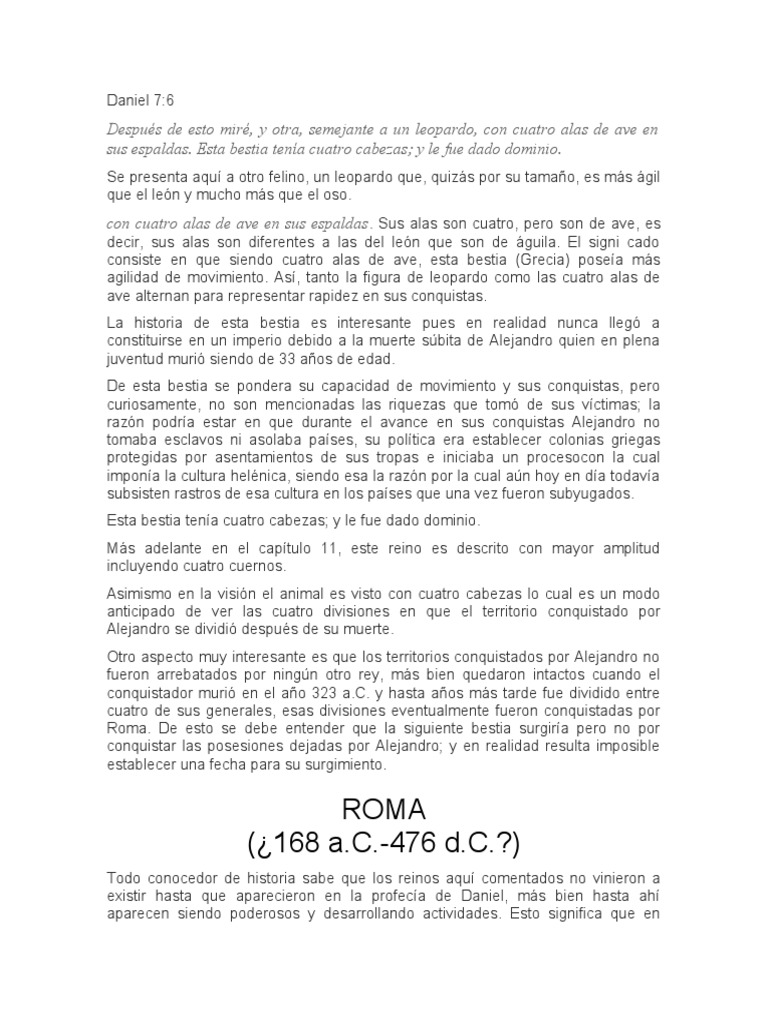 La Cuarta Bestia de Daniel 7 | PDF | La bestia (revelación) | Alejandro ...