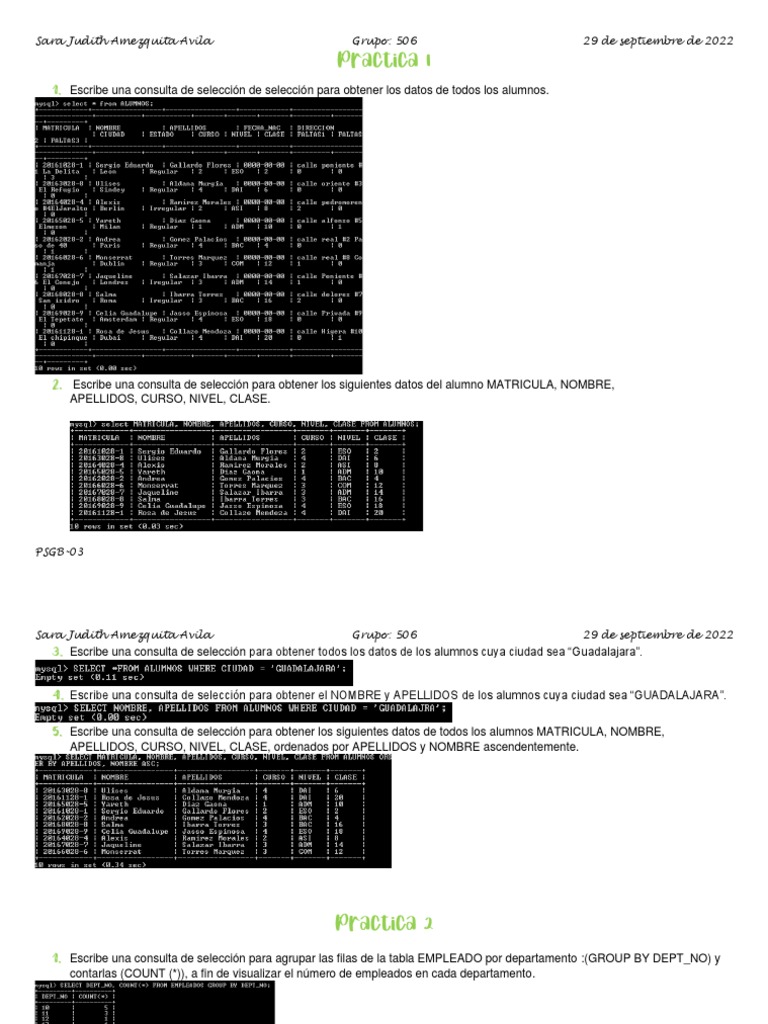 Practicas 1-12 Mysql | PDF