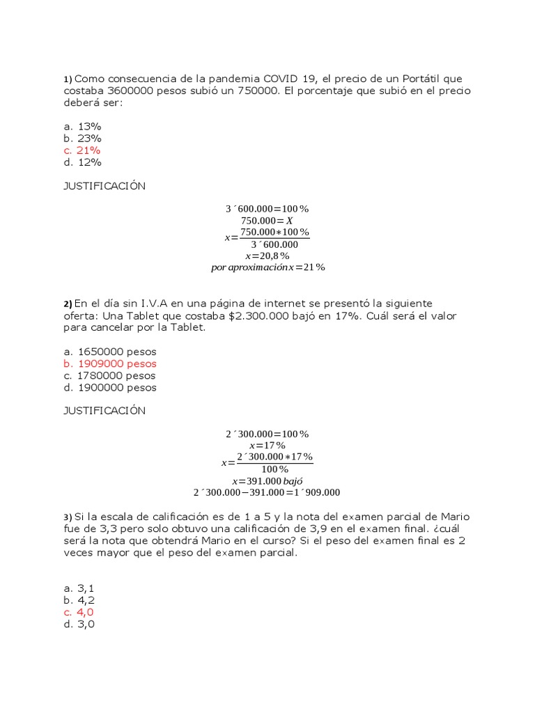 Taller Razonamiento Cuantitativo | PDF | Pendiente | Conceptos matemáticos