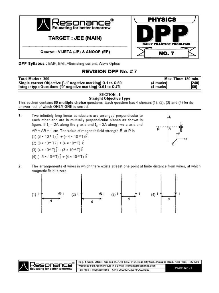 Physics Revision Dpp-7 English | PDF | Electrical Network | Transformer