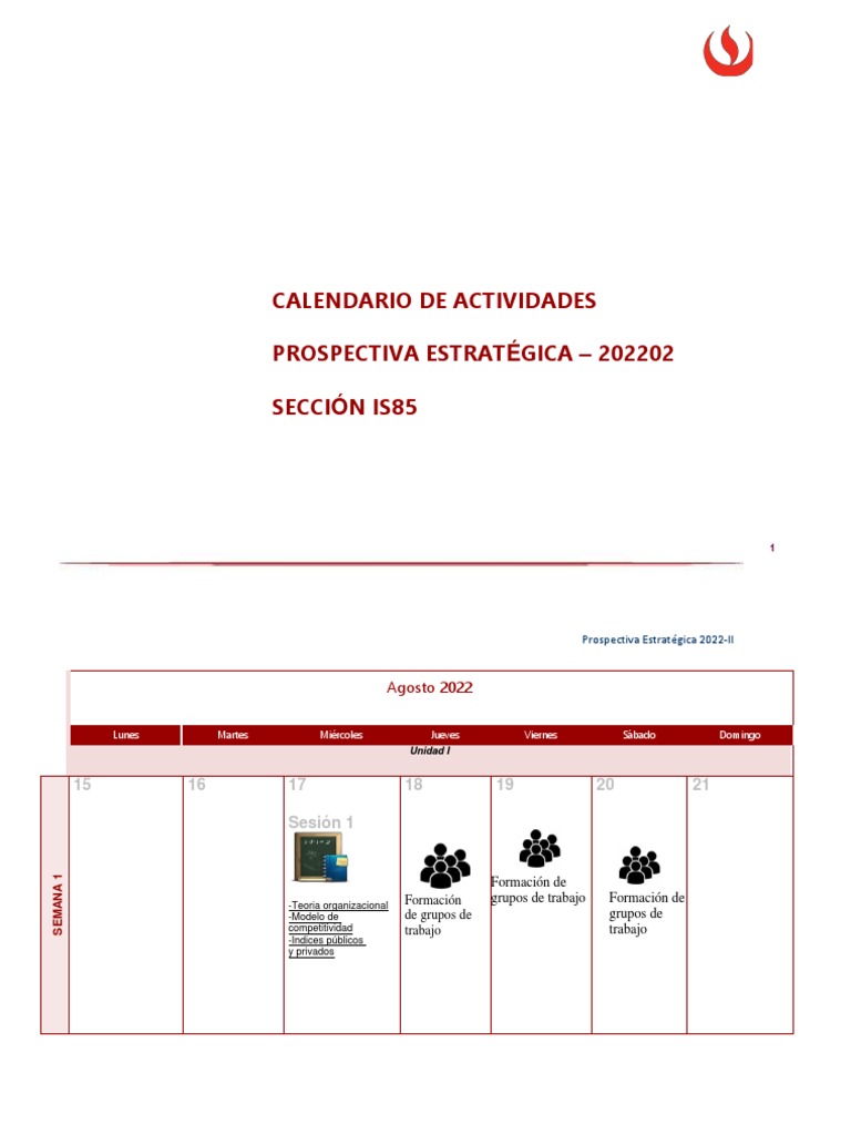 Cronograma Prospectiva IS85 202102 | PDF | Calendario