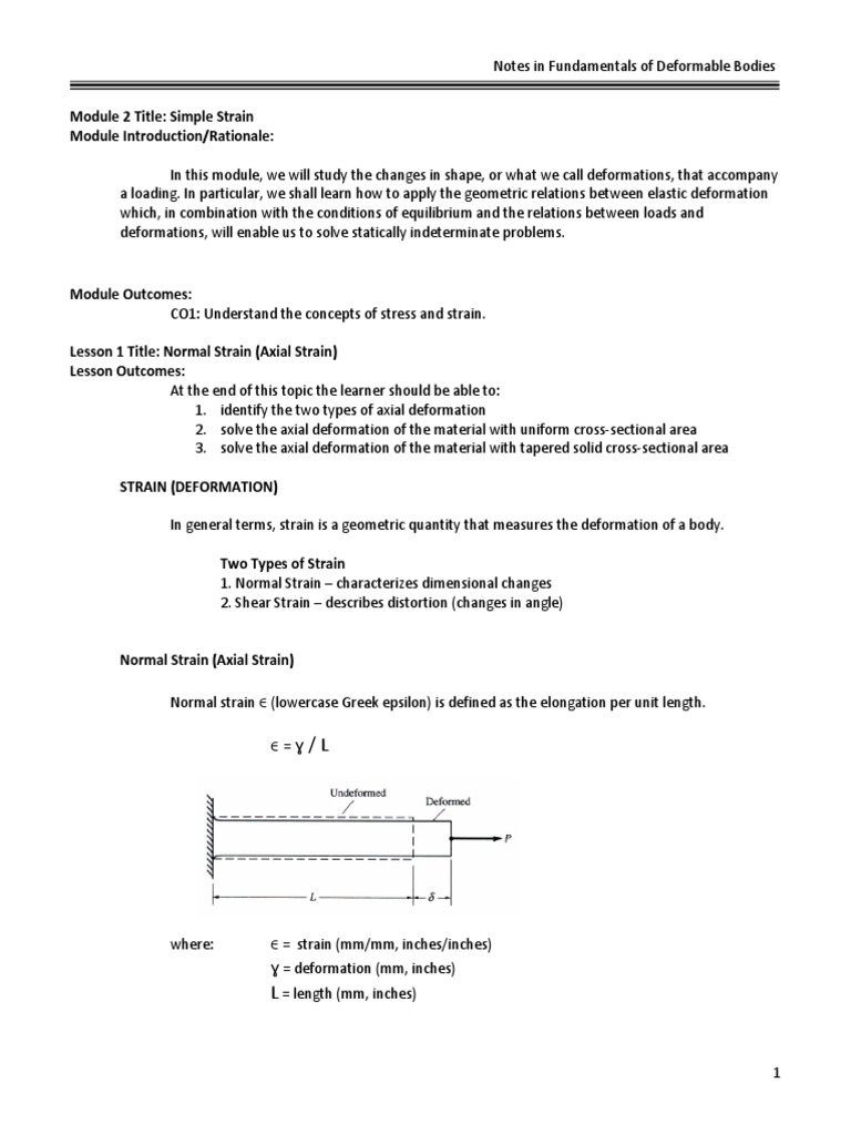 Module 2 Simple Strain | PDF | Young's Modulus | Deformation (Engineering)