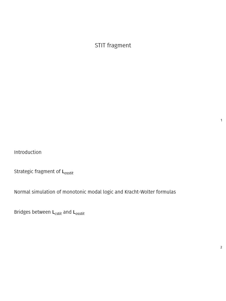 Strategic STIT Fragment | PDF | Logic | Modal Logic