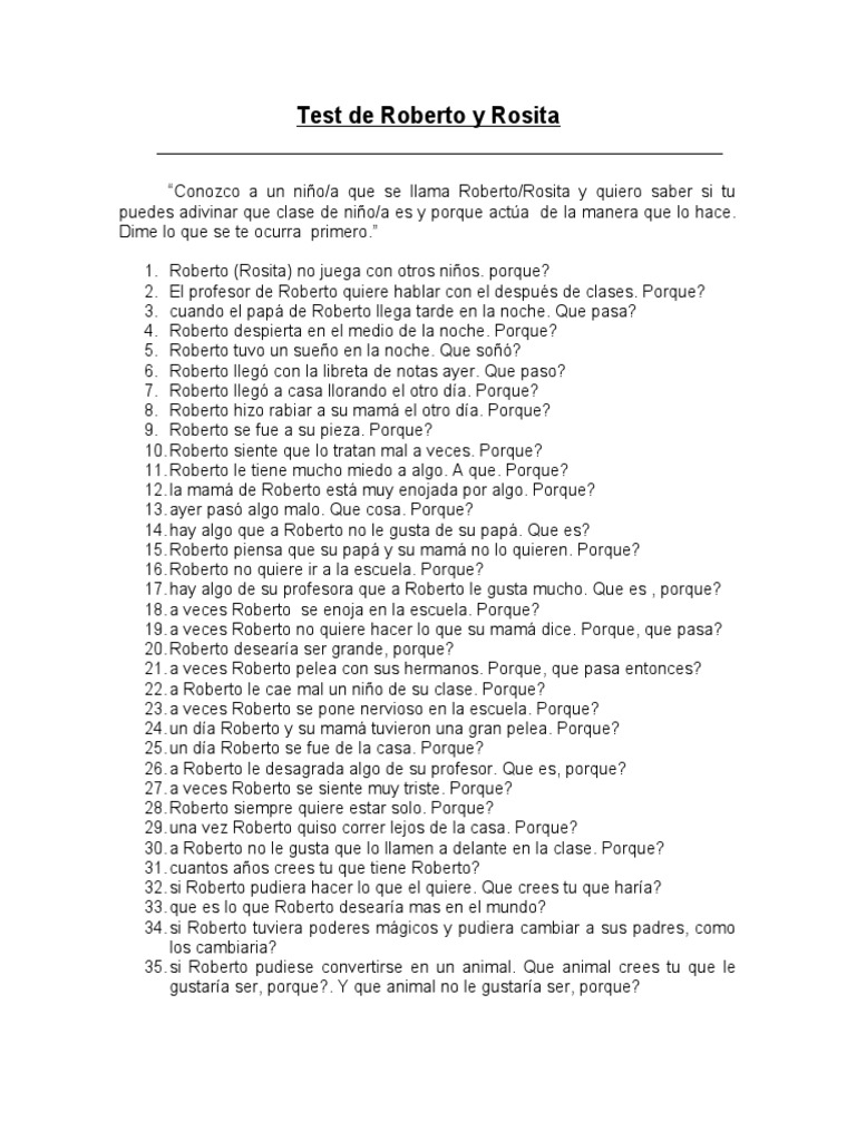 Test de Roberto | PDF
