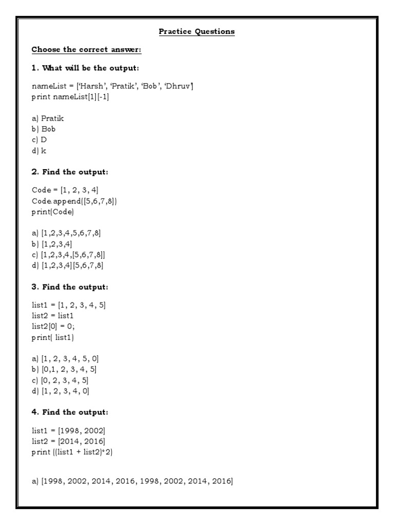 MCQ Question Bank-Lists-10 | PDF