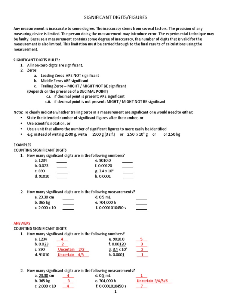 Significant Figures | PDF | Significant Figures | Numbers