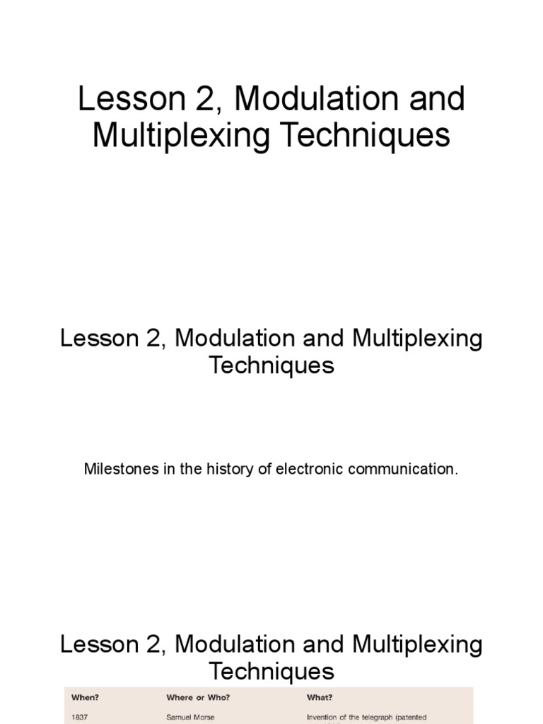 Lesson 2 Modulation And Multiplexing Techniques Pdf Modulation