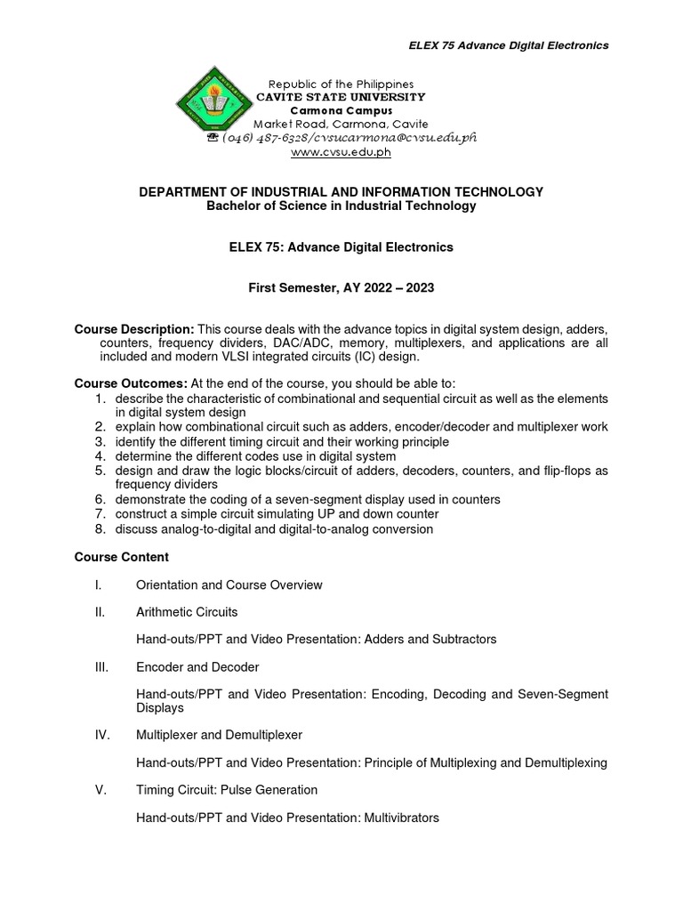 Learning-Guide-Elex 75 Ay 2022-2023 | PDF | Digital To Analog Converter ...