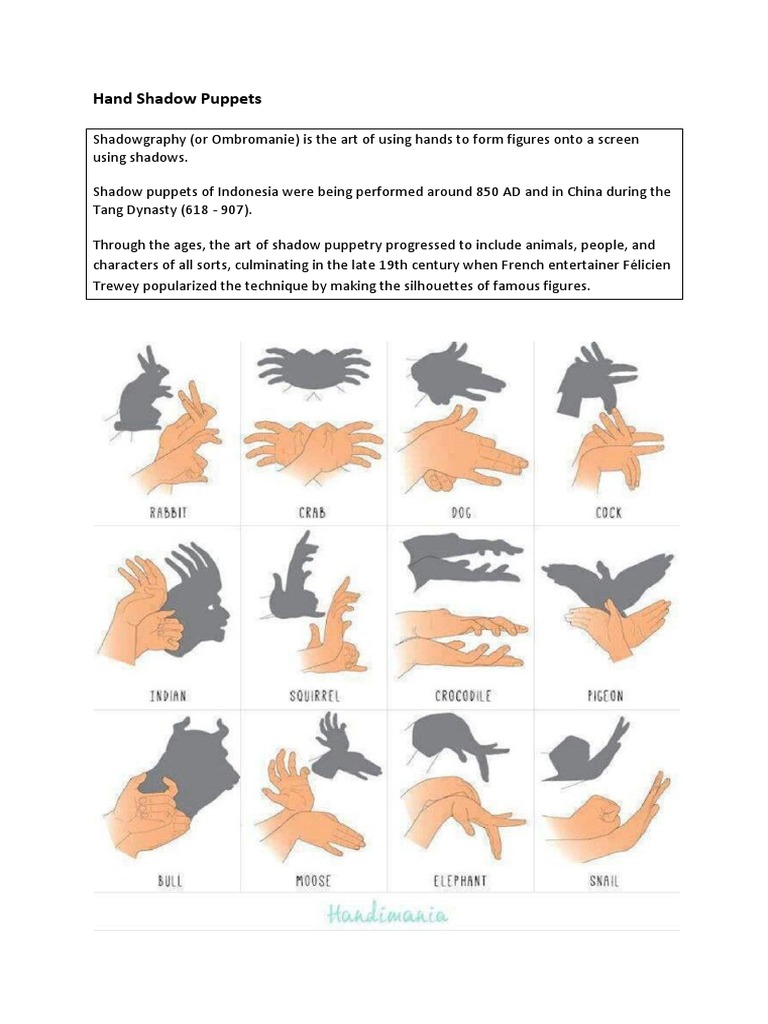 One-Handed Shadow Puppet Techniques | PDF