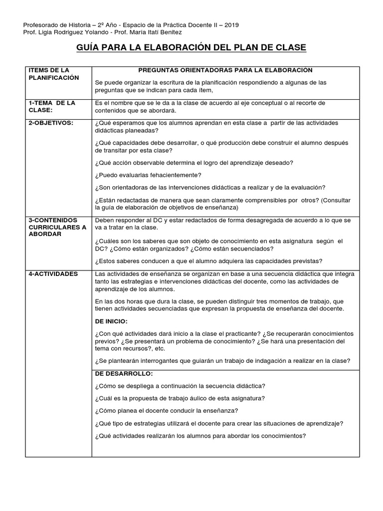 Guia para La Elaboracion de Planes de Clase 1 1 1-1 | PDF | Método de ...