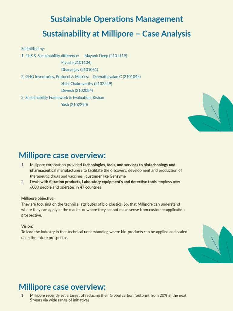 Millipore Case Analysis | PDF | Sustainability | Inventory