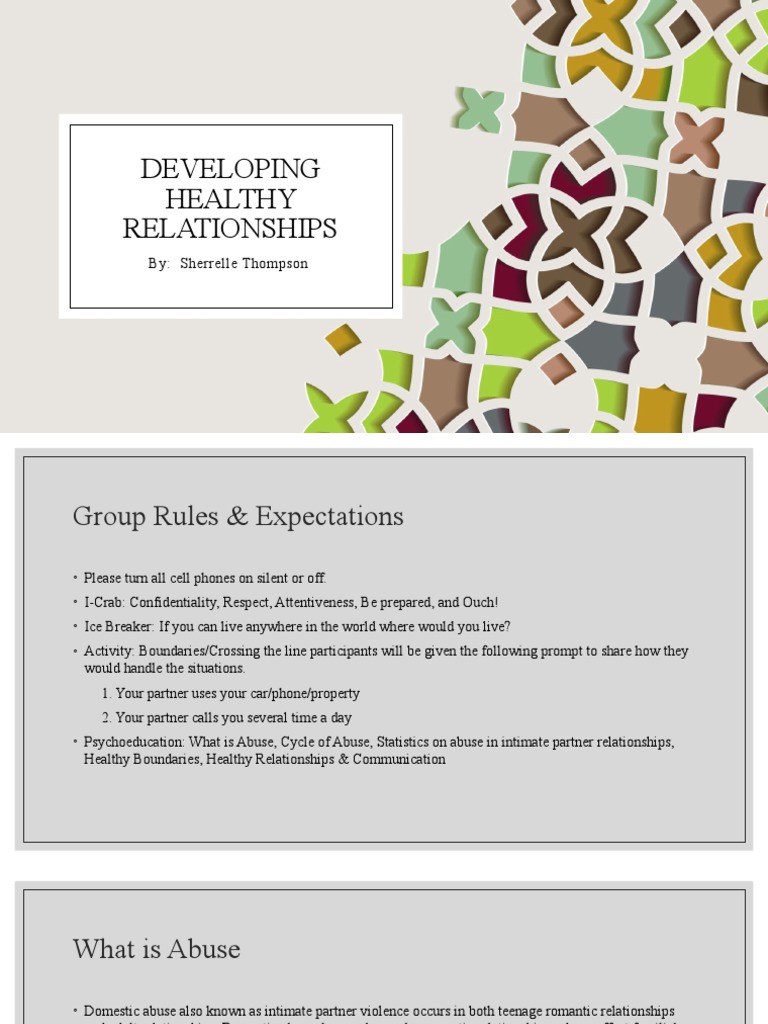 Developing Healthy Relationships | PDF | Domestic Violence ...