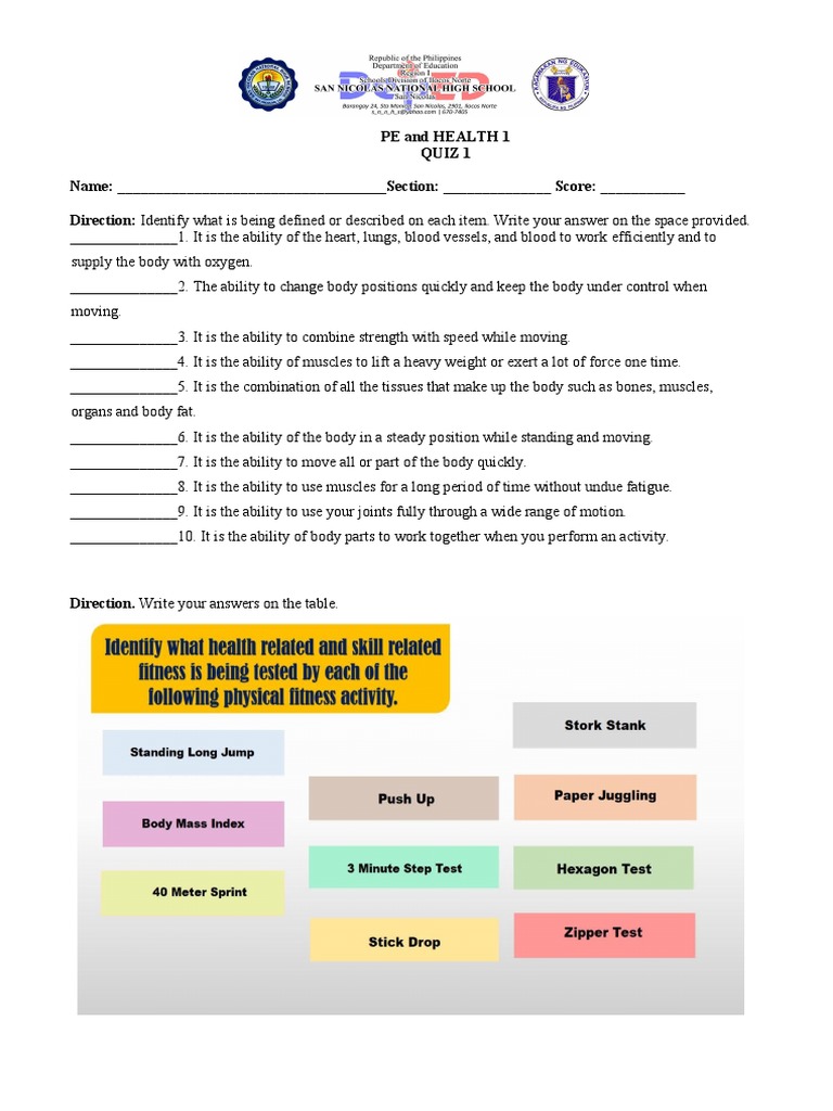 Pe Quiz 1 | PDF | Career & Growth | Wellness