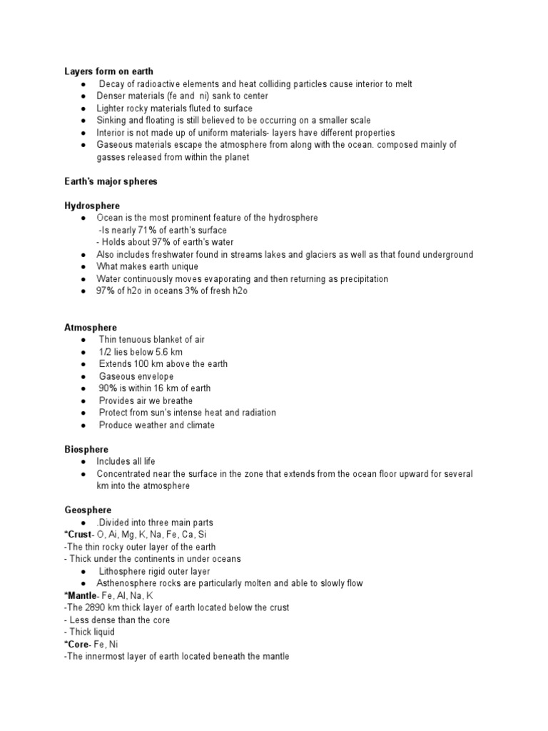 Earth Science Notes | PDF | Minerals | Earth