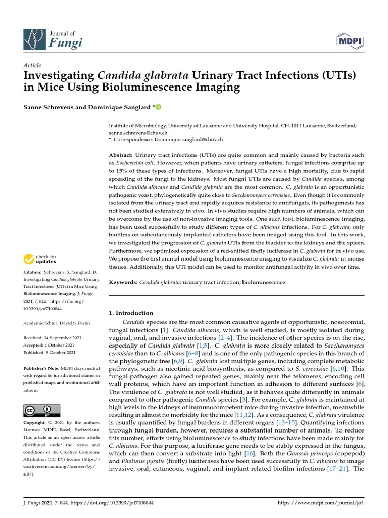 Jof 07 00844 v2 | PDF | Urinary Tract Infection | Candida (Fungus)