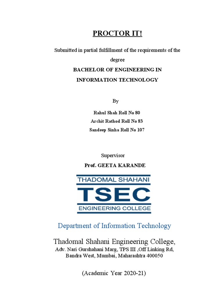 Mini Project Report Group 31 Proctor IT! | PDF | Relational Database | Python (Programming Language)