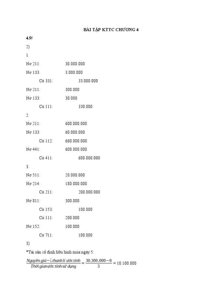 BÀI TẬP KTTC CHƯƠNG 4 | PDF