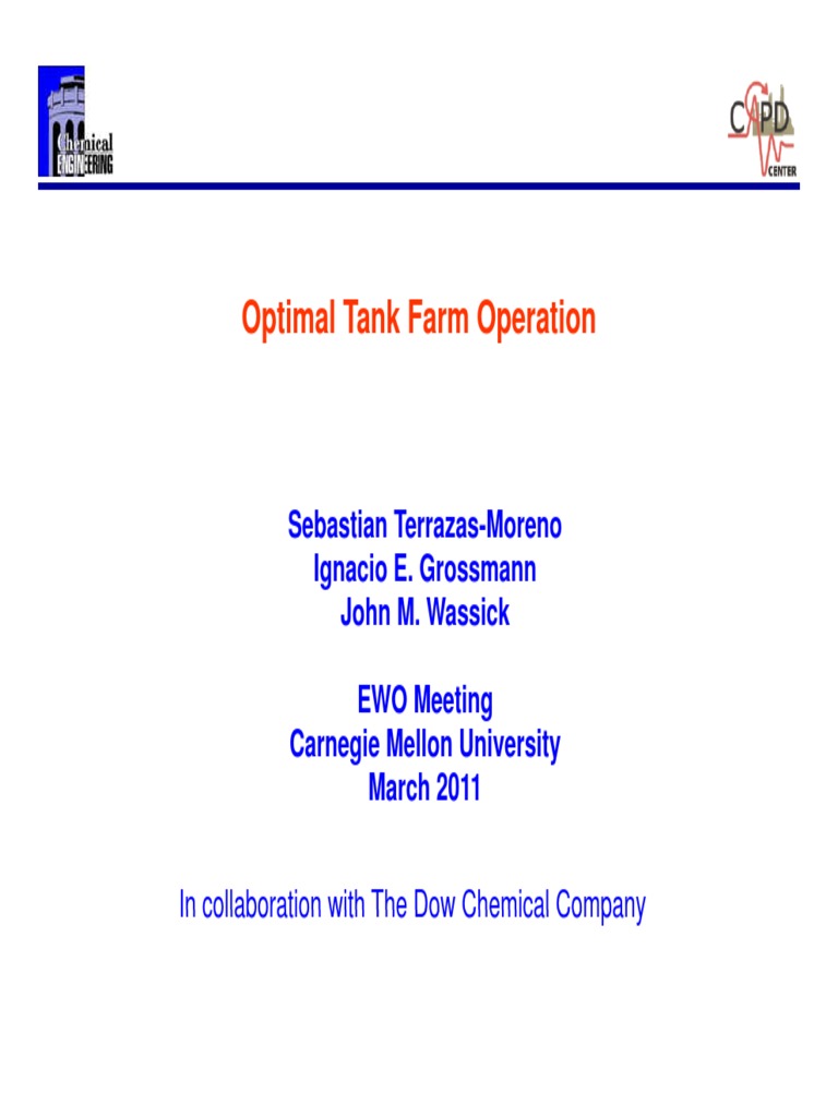 Optimal Tank Farm Operation Pdf Mathematical Optimization Simulation
