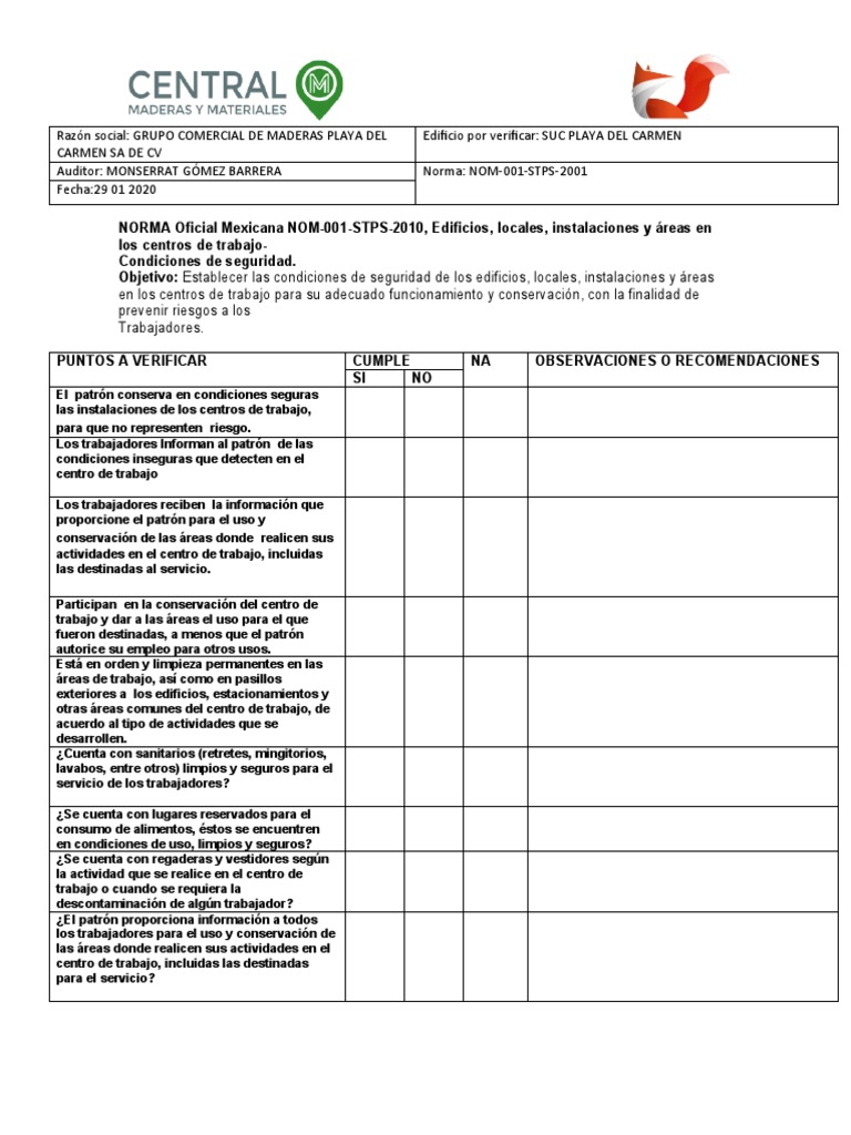 Check List Nom 001 Stps | PDF