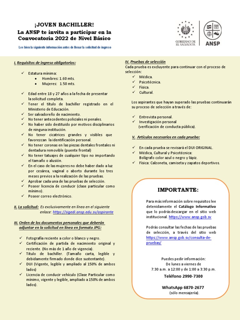 Convocatoria ANSP 2022: Requisitos y Proceso | PDF