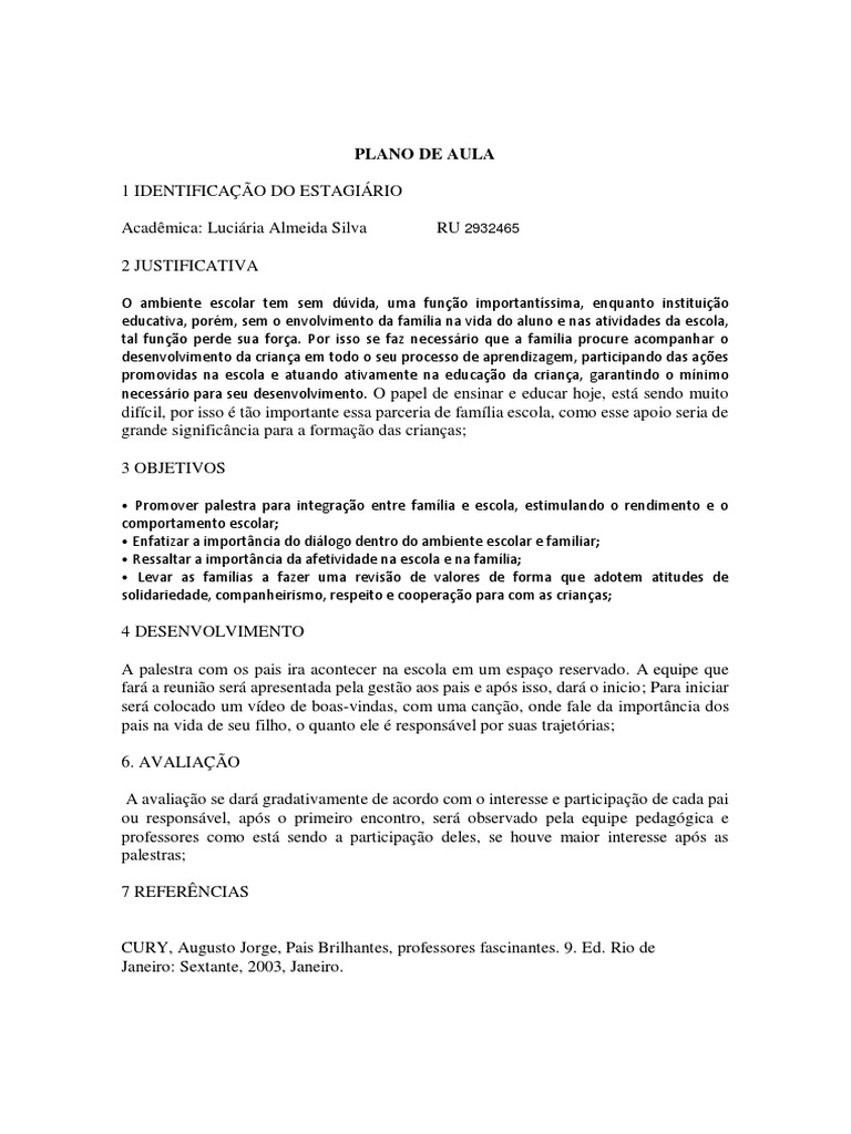 PLANO DE AULA Gestão | PDF