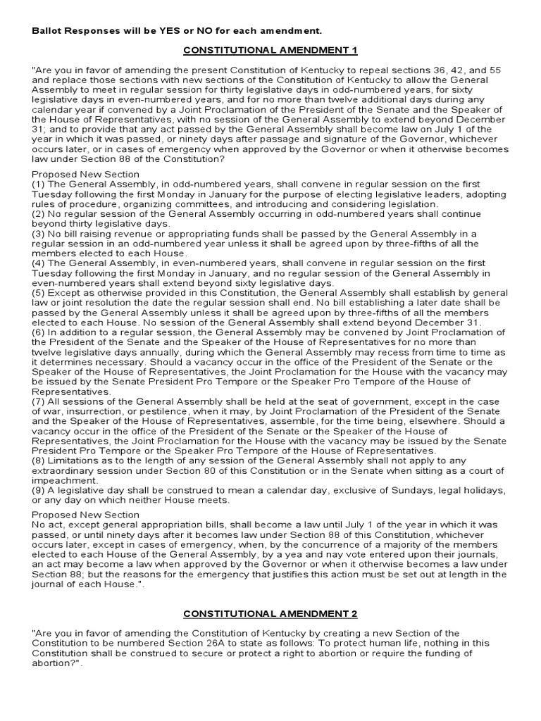 Kentucky Constitutional Amendments Overview | PDF | Tennessee General ...