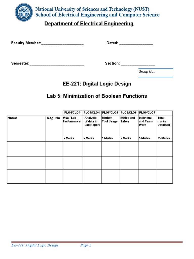 Lab 5 Minimization of Boolean Functions | PDF | Teaching Mathematics | Boolean Algebra